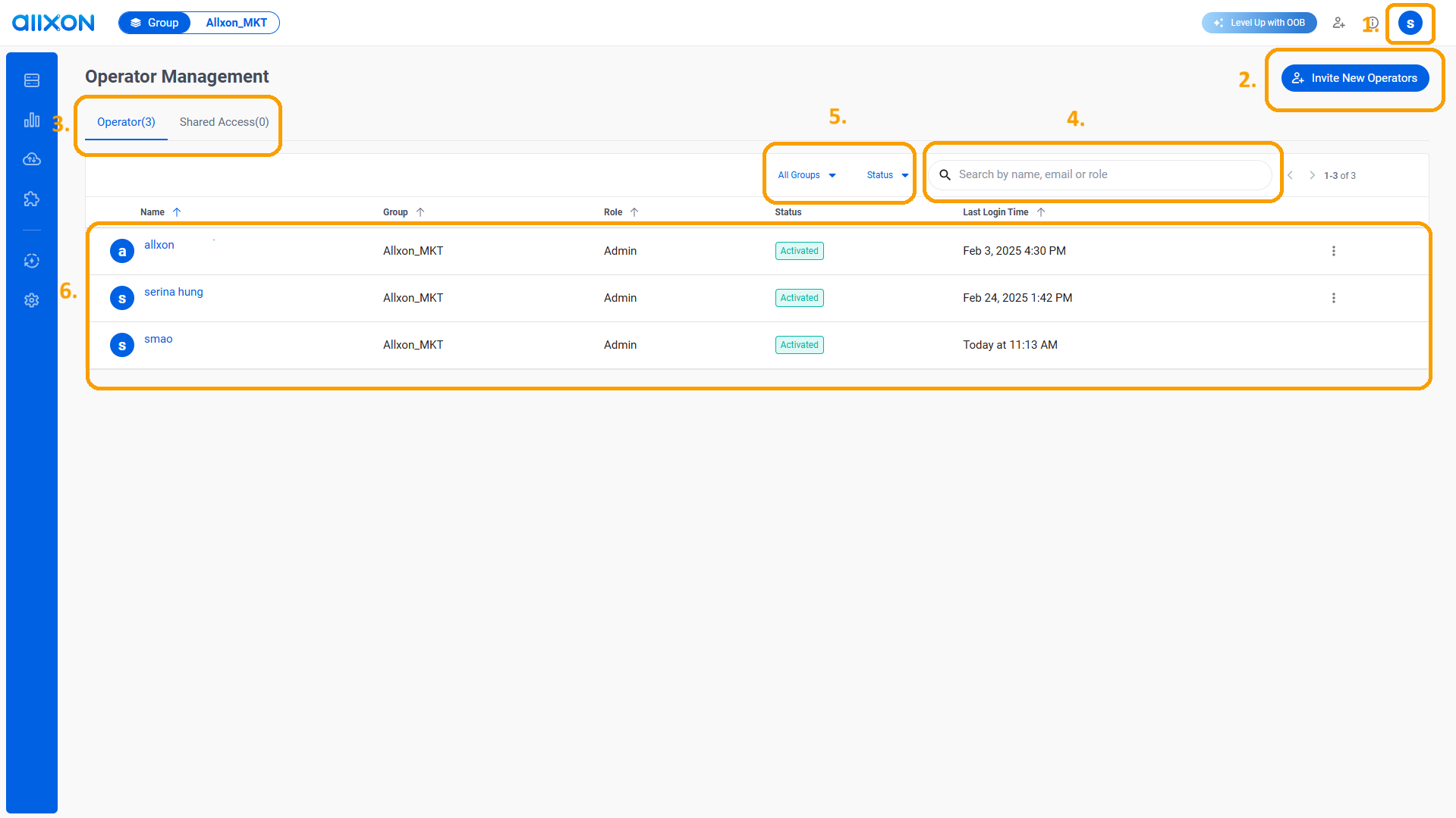 Introduction to Operator Management Page Interface