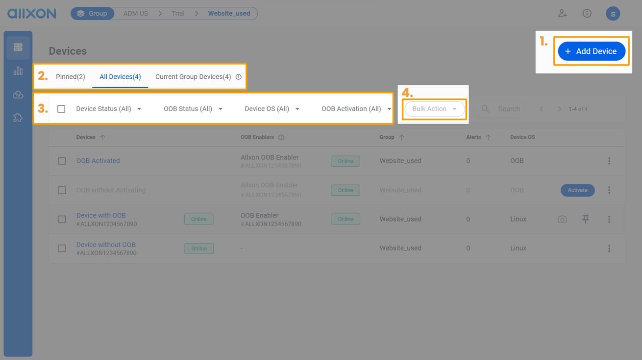 Introduction to Device List Page Interface