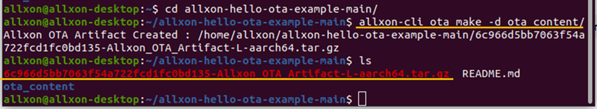 Generate OTA Artifact using Allxon CLI (Linux)