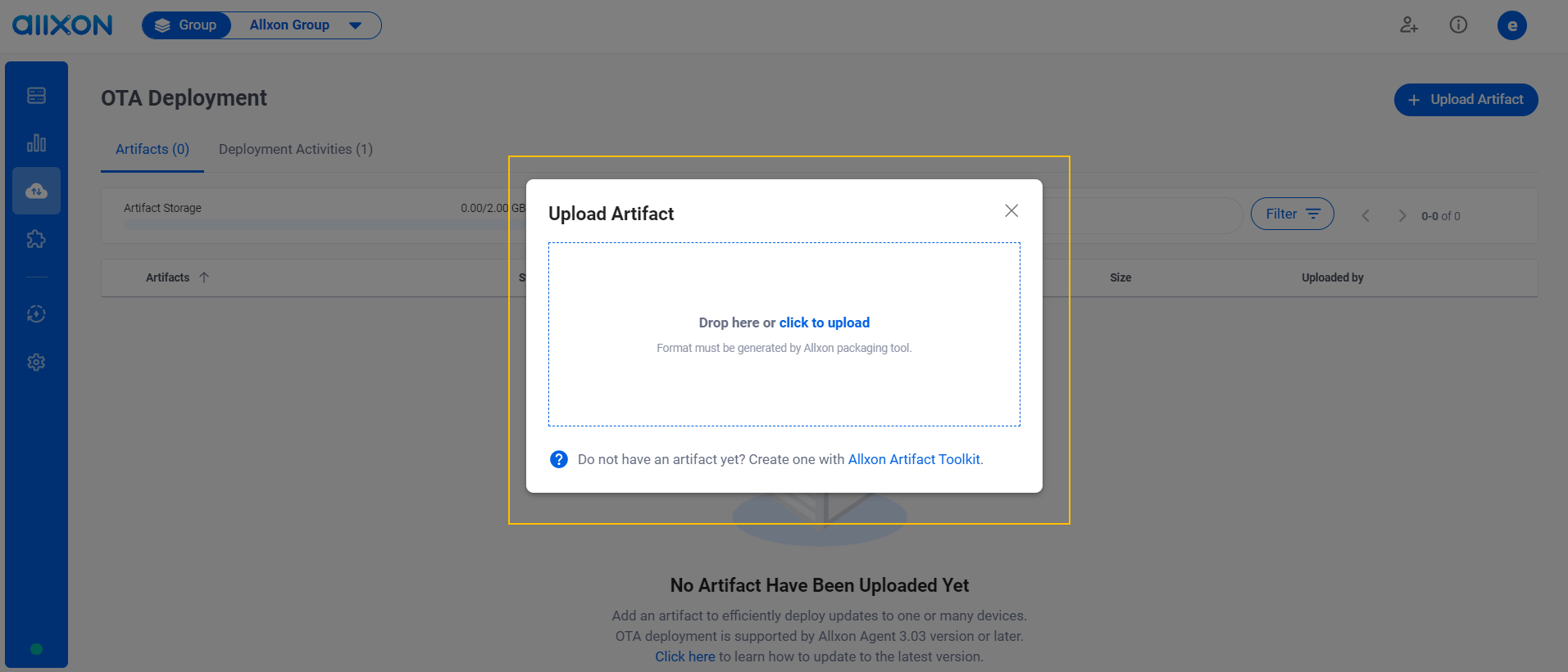 Deploy OTA Artifact
