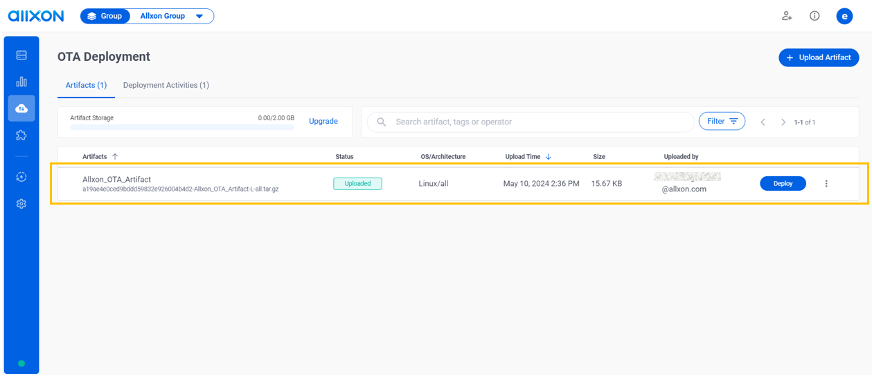 Deploy OTA Artifact