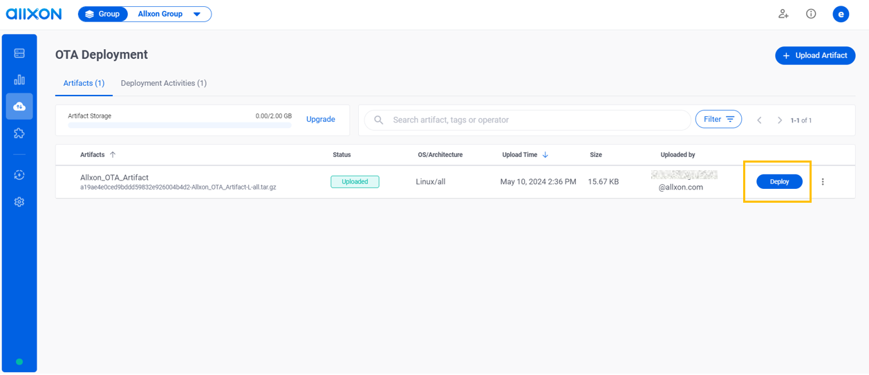 Deploy OTA Artifact