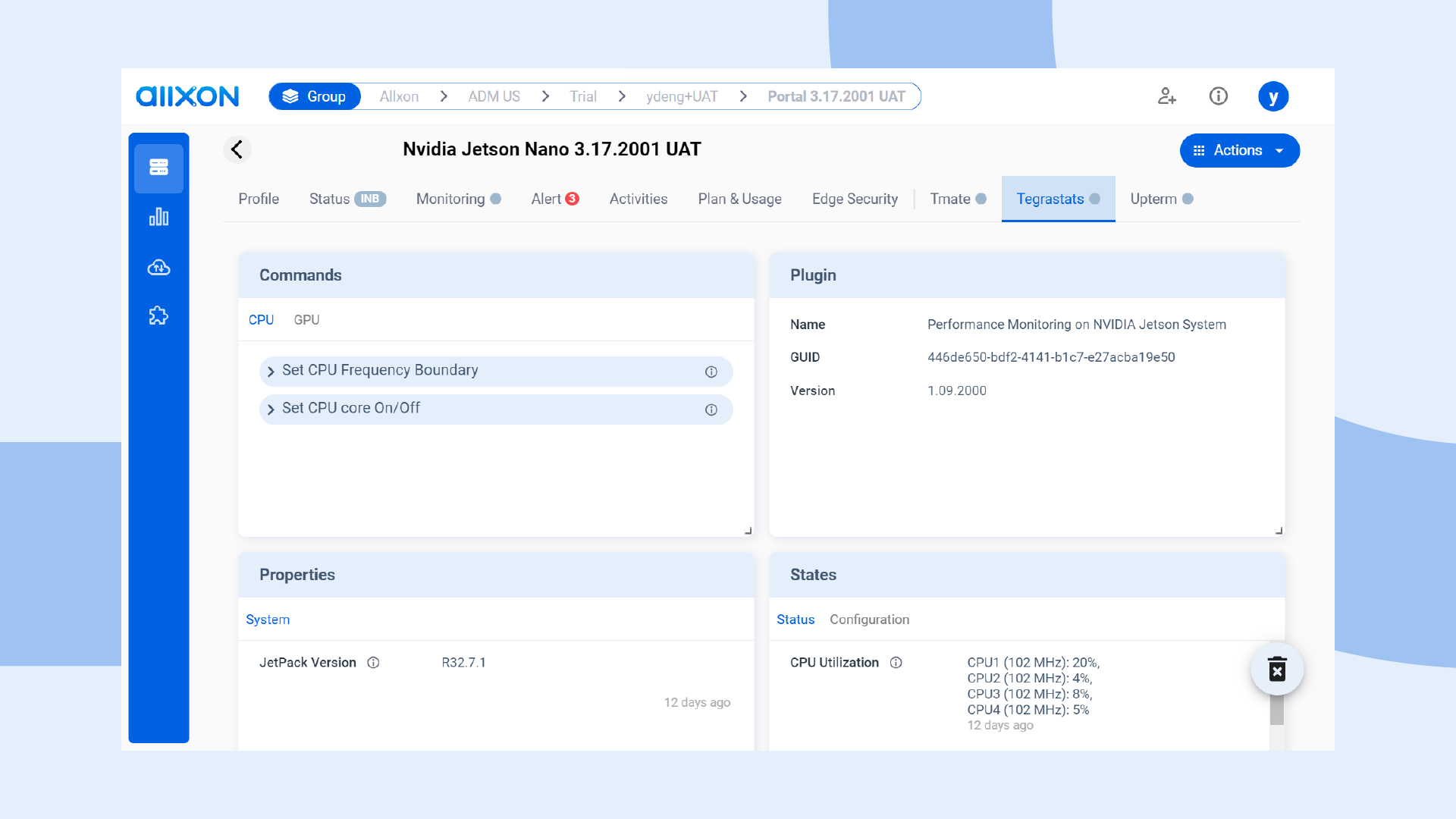 Tegrastats Plugin | Allxon Plugin Station