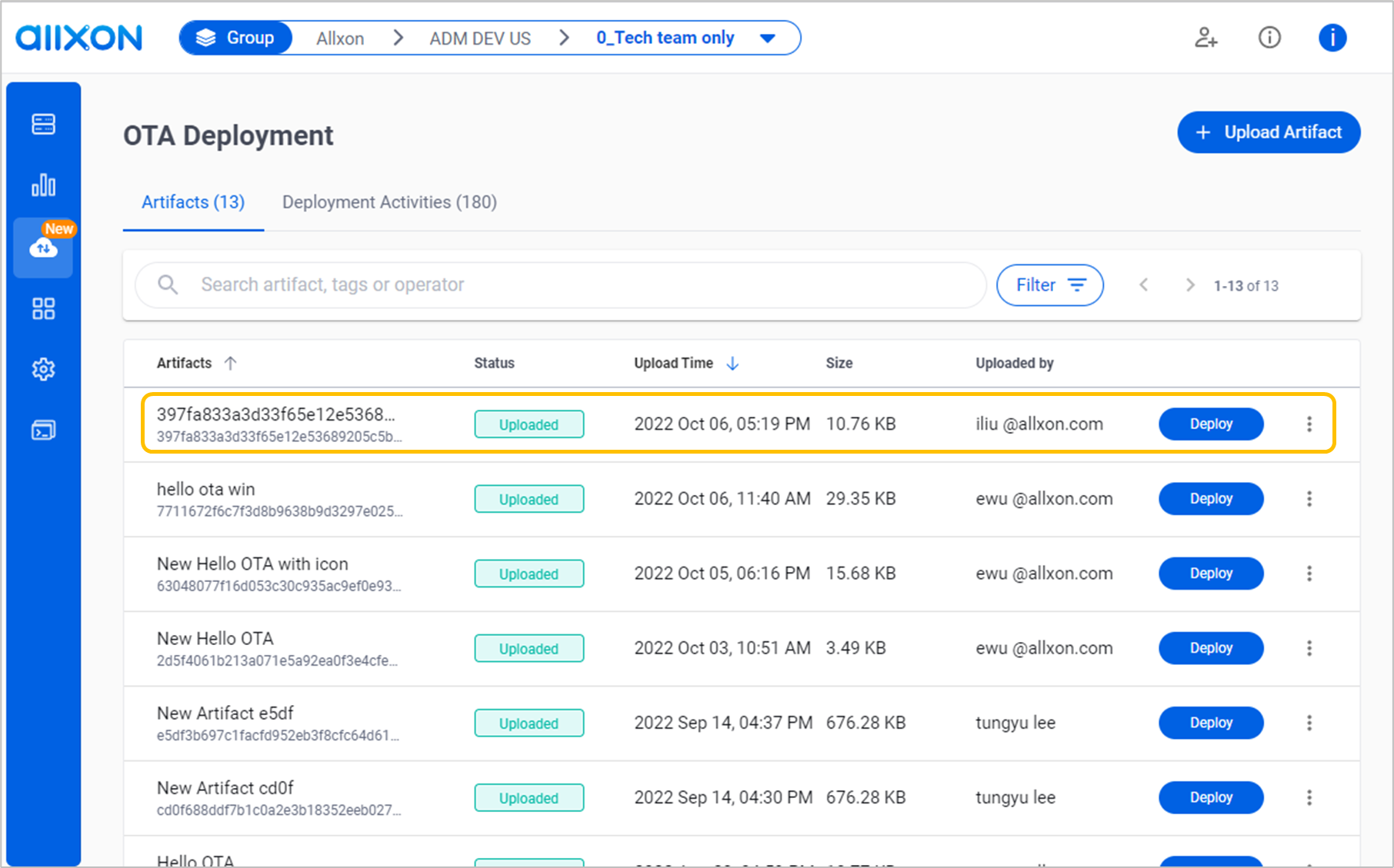 Deploy OTA Artifact Deploy OTA Artifact
